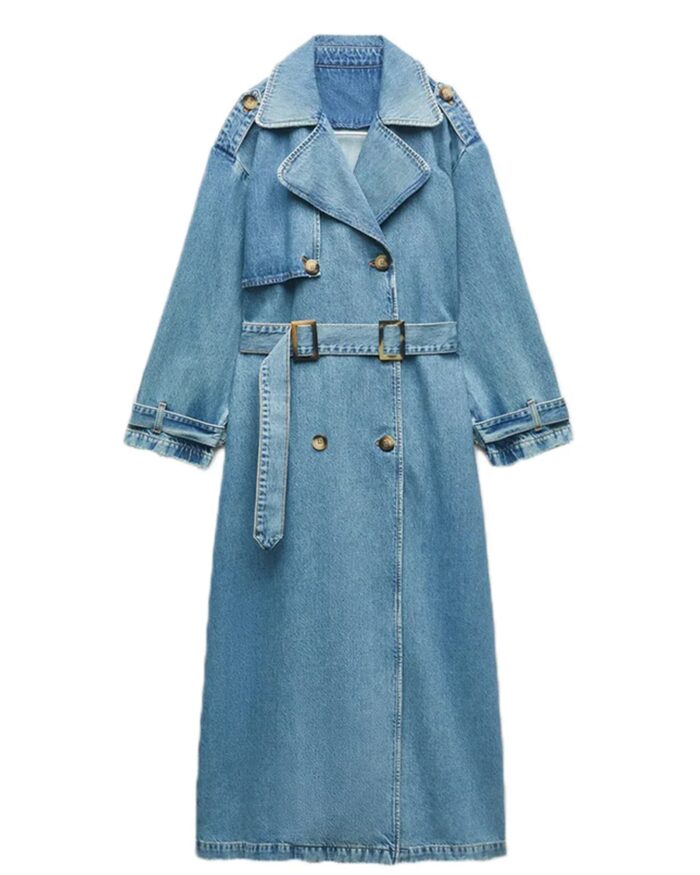 Long Denim Trench Coat Women - Zing Apparel